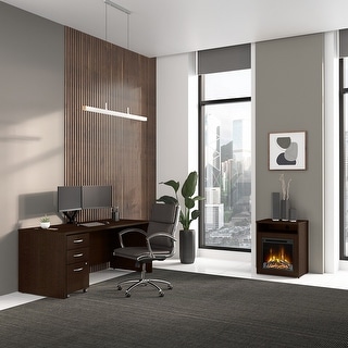 Series C 72W Desk Set & Electric Fireplace by Bush Business Furniture ...