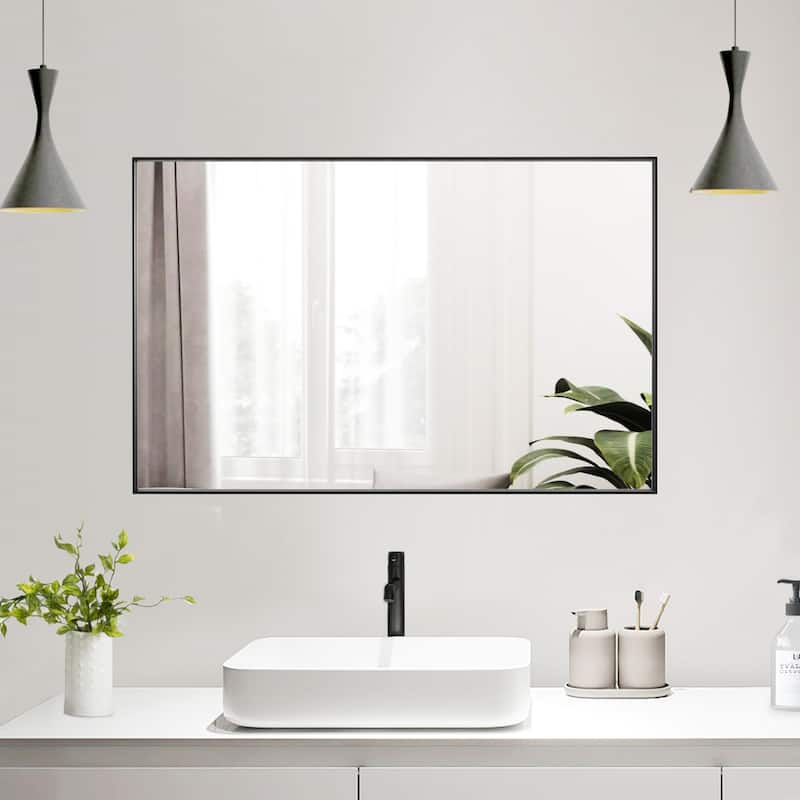 Modern Rectangle Metal Framed Bathroom Vanity Mirror Wall Mirror ...