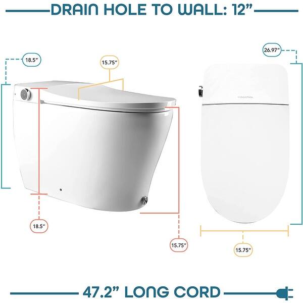 BidetMate 6000 Series Electronic Smart Toilet Seat with Remote - White ...