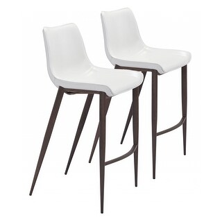 HomeRoots Gray Faux Leather and White Steel Modern Stitch Bucket Bar ...