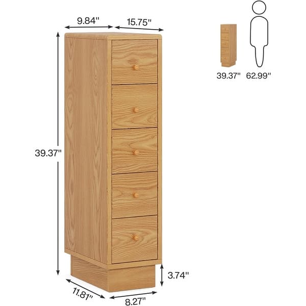 Wood Narrow Dresser for Bedroom, Slim Chest of Drawers Storage ...
