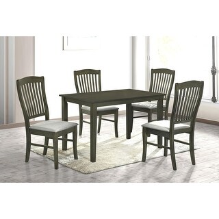 Rectangular Table and 4 Upholstered Chairs with Slat Backs Modern ...