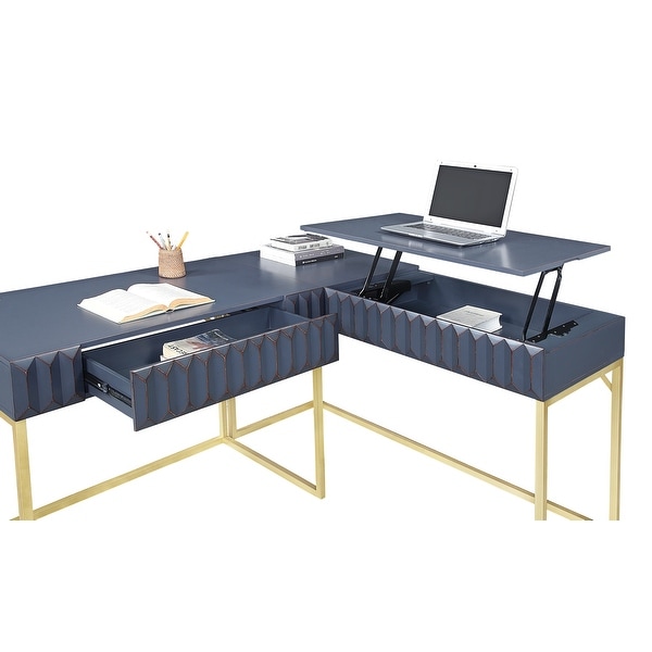 Bird Glam Metal Lift top L Shaped Computer Desk with USBs by Furniture of America On Sale Bed Bath Beyond 34412562
