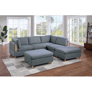 Contemporary Living Room Furniture 6pc Modular Sectional Set Steel ...