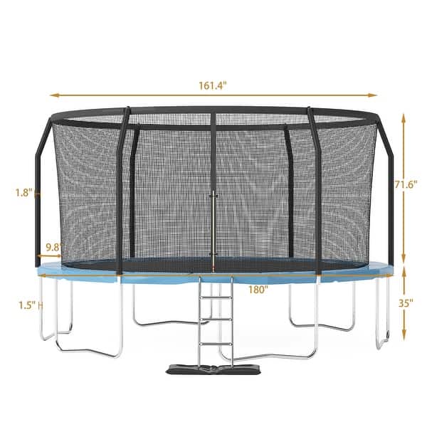 Outdoor 15FT Round Trampoline with Enclosure Backyard Jumping Surface ...
