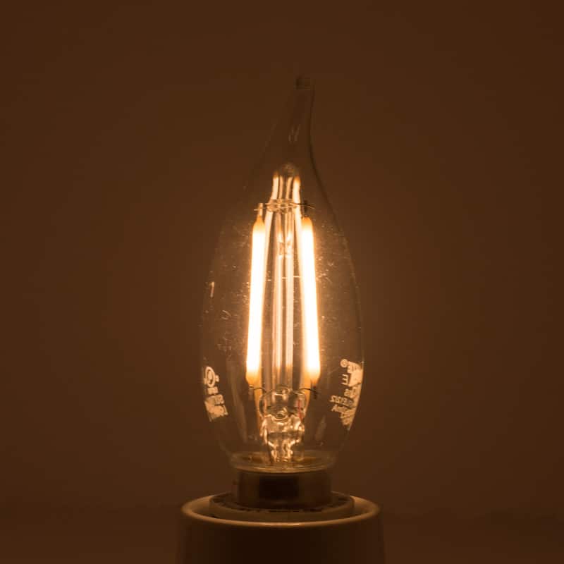 Bulbrite Pack of (4) Dimmable Clear Filament CA10 Candelabra (E12) LED ...