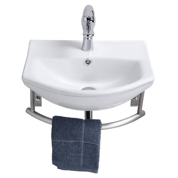 Wall Mounted Bathroom Sink Ridge 17-3/4" White Porcelain Sink with ...