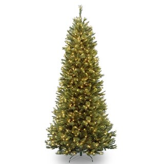 8 ft. Rocky Ridge Slim Pine Tree with Clear Lights - 8 ft - Bed Bath ...