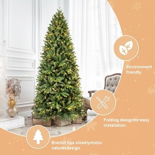 8/9ft Pre-Lit Artificial Christmas Tree with 700 Lights, Fire-Resistant ...