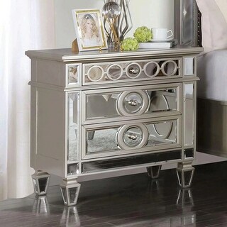 Light Luxury Gorgeous Nightstand with 2 Drawer Crystal Handles Back ...