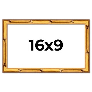 16x9 Frame Gold Bamboo Solid Wood Picture Frame | 1 Inch Moulding - Bed ...