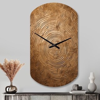 Designart - Gold Maze - Boho Feather Large Wall Clocks - Metal ...