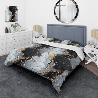 Designart "Gilded Gold And Black Luxe Marble Opulence" Black Glam ...