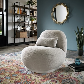 Willits Boucle Lounge Chair with Rounded Design and Lumbar Pillow by ...