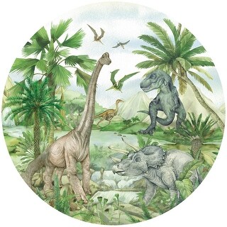 Dinosaurs Circular Peel and Stick Wall Mural 28 inch Diameter - Bed ...