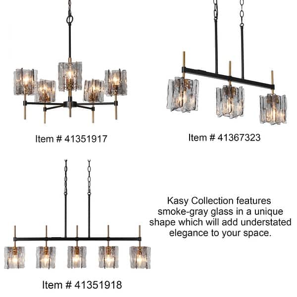 Kasy 5-Light Mid-Century Modern Chandelier Linear Smoke-gray Glass ...