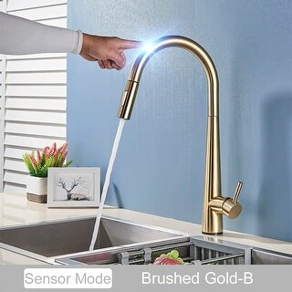 Brushed Gold Pull Out Single Handle Deck Mounted Touch Control Sensor ...
