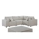 L-Shape Modular Welt Trim Linen Sectional Sofa with 5 Accent Pillows ...