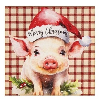 Merry Christmas Pig Square Magnet for Cheerful Holiday Decoration - 3.5 ...