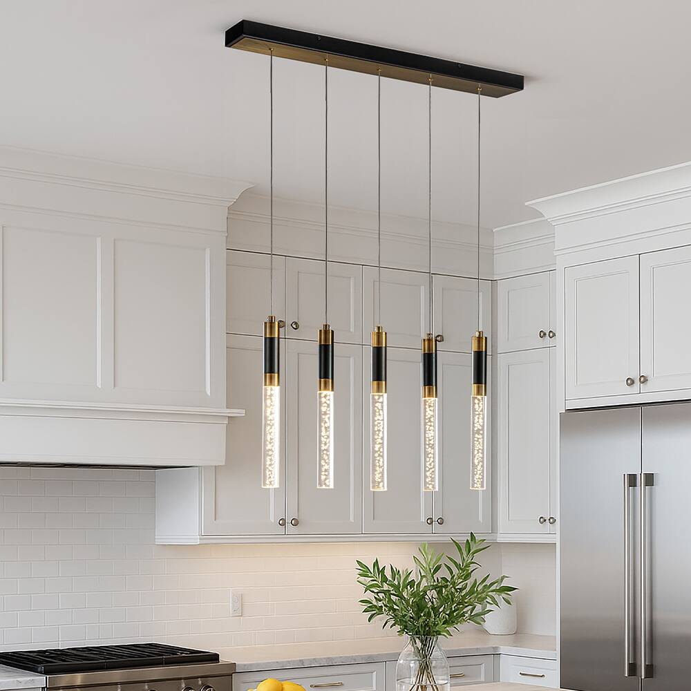 CraftHome Modern 3/8-Light Seeded Glass Cluster Integrated LED Pendant ...