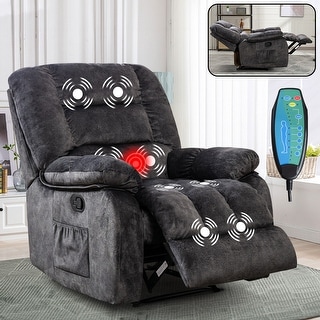 Overstuffed Microfiber Recliner Chairs with 8-Point Vibration Massage ...