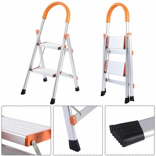 Costway Non-slip 2 Step Aluminum Ladder Folding Platform - as pic - Bed ...