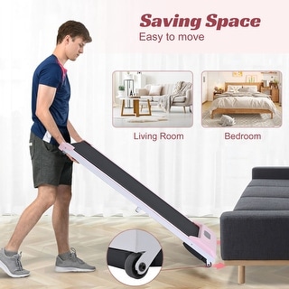 Pink Under Desk Electric Folding Treadmills Portable Running Machine ...