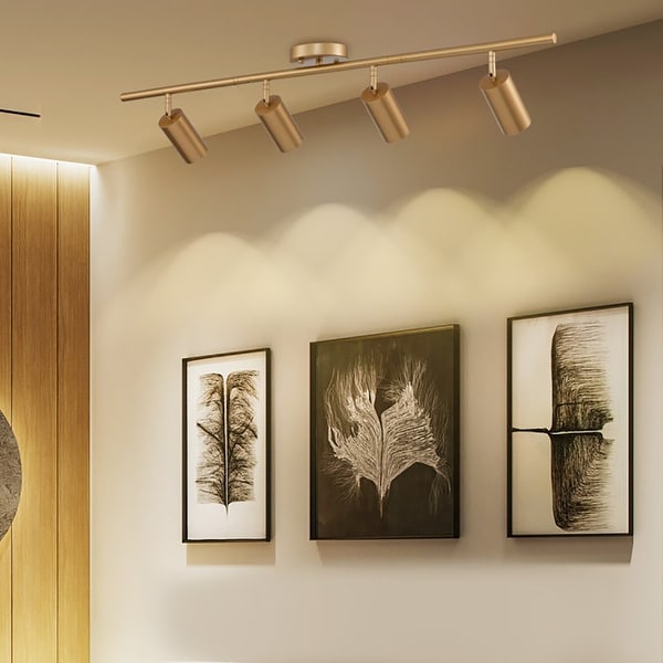 Modern Farmhouse 4-Light Gold Semi-Flush Mount Ceiling Light Track ...