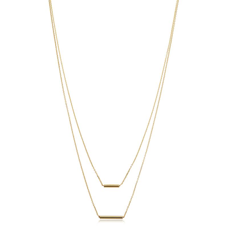 Fremada 14k Yellow Gold Tube Layer Adjustable Length Necklace (adjusts ...