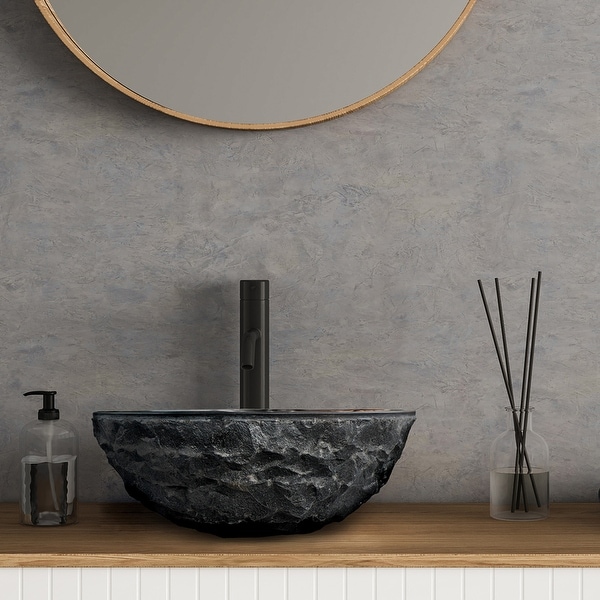 OVAL Uniques Natural Basalt Stone Vessel Bathroom Sink - Bed Bath ...