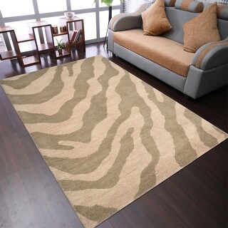Hand Tufted Wool Area Rug Abstract Beige Brown K00654 - Bed Bath ...