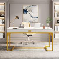 Executive Desk, 63undefined W x 31.5undefined D Large Office Desk ...
