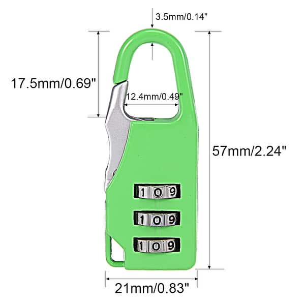 3 Digit Combination Padlock, 3.5mm Shackle, Zinc Alloy Code Padlock ...