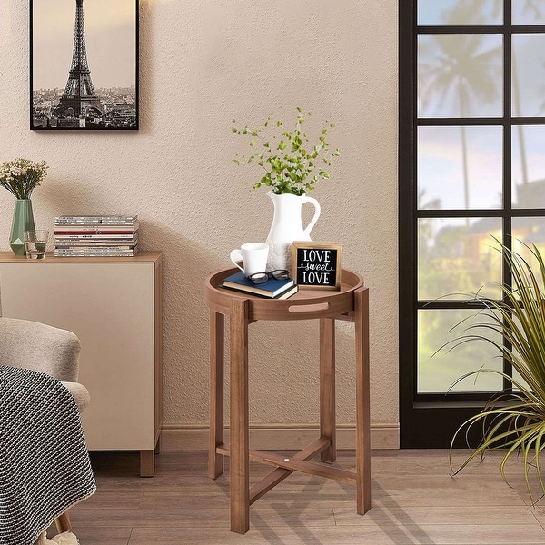 Kate and Laurel Talcott Round Wood Side Table - Bed Bath & Beyond - 39902184