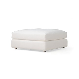 Tamworth Native Linen Indoor Modern Ottoman - White - Bed Bath & Beyond ...