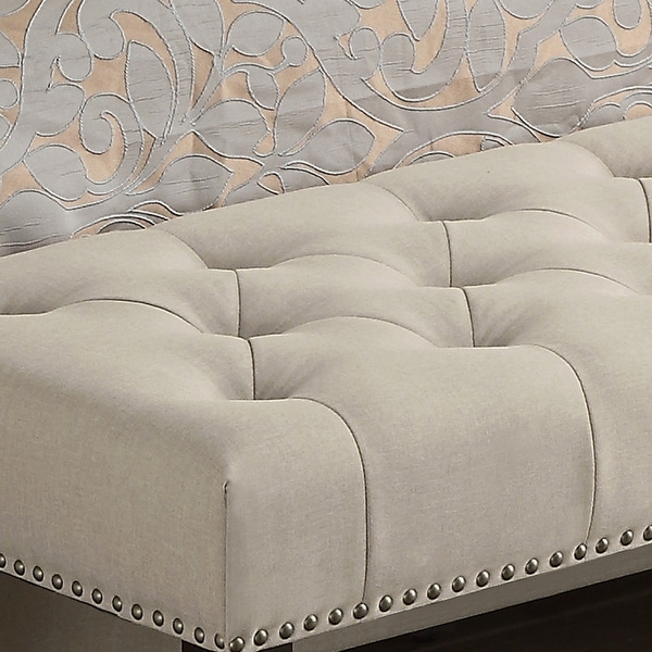 Moser Bay Almaraz 56 or 35 Inch Linen Upholstered Hand tufted Transitional Bench On Sale Bed Bath Beyond 28551274