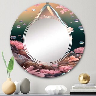 Designart 'Cherry Blossums Tree II' Printed Floral Cherry Wall Mirror ...