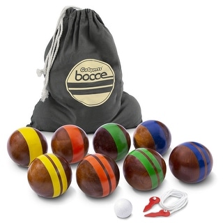 GoSports 100mm Hardwood Bocce Set with 8 Premium Wood Balls, Pallino ...