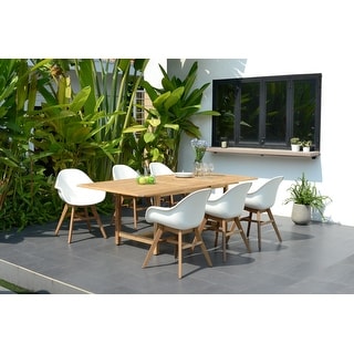 Amazonia Hawaii FSC Solid Teak 7 Piece Rectangular Outdoor Patio Dining ...