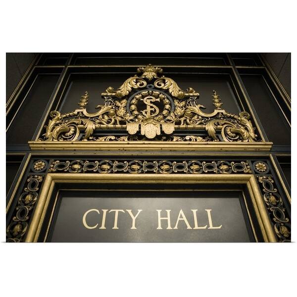 "Low angle view of a signboard, City Hall, California, USA" Poster ...