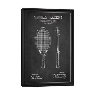 iCanvas "Tennis Racket Charcoal Patent Blueprint" by Aged Pixel Framed ...
