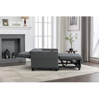 Pull Out Sleeper Sofa Linen Convertible Accent Arm Chairs w/USB Ports ...