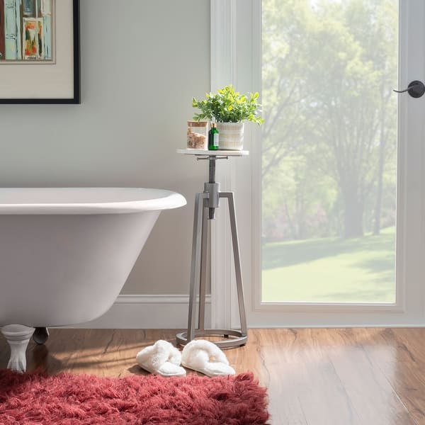 Alaina Adjustable White Marble Drink Side Table - Bed Bath & Beyond ...