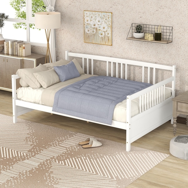 Full Size Daybed with Support Legs Elegant Design Wood Sofa Bed Frame for Kids Adults Bedroom Home No Box Spring Needed White Bed Bath Beyond 37983067
