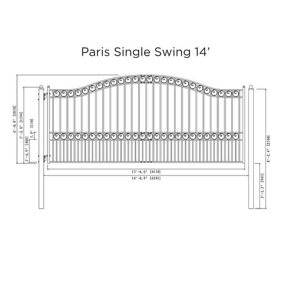 ALEKO Steel Single Swing 14 ft Driveway Gate Paris Style Black - Bed ...