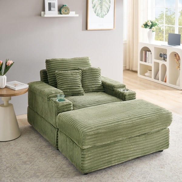 Oversized Sofa Chair and a Half with Deep Seat Ottoman Set, Comfy Cloud ...