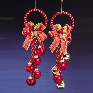 Club Pack of 12 Red and Gold Colored Jingle Bell Cluster Christmas Door ...