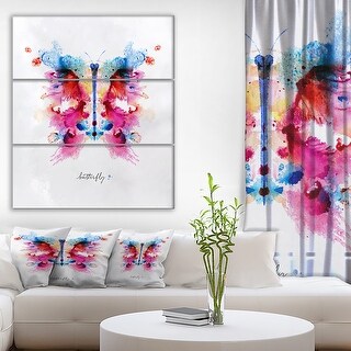 Designart "Monotype colorful butterfly" Animals Print on Wrapped Canvas ...