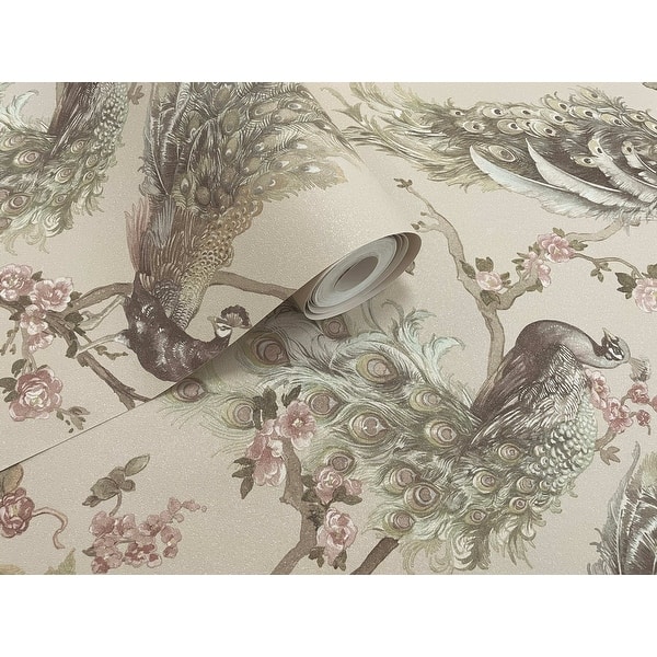 Menali Peacock Textured Vinyl Wallpaper undefined 396in x 20.8in - Bed ...