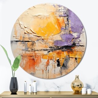 Designart "Collage Fusion IX" Abstract Collages Metal Circle Art Print ...